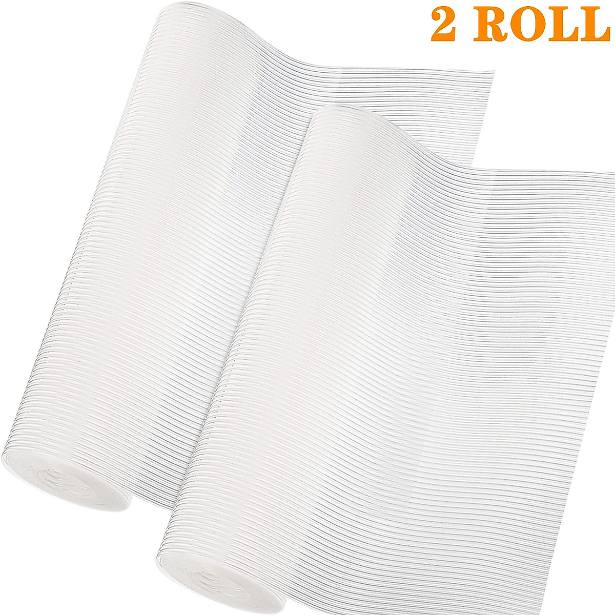 DEAYOU 2 Roll Clear Shelf Liner, 12"x 40 FT EVA Nonslip Drawer Liner, Non-Adhesive Kitchen Liner, Waterproof Pantry Fridge Liner, Oilproof Grip Liner Mat Protector for Table, Rack, Cuttable, Washable