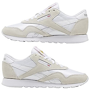 Reebok Women's Classic Nylon Sneaker, Classic White/Light Grey 2, 8