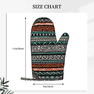 Ethnic Turtle Striped Printed Oven Mitts Heat Resistant Oven Gloves Non-Slip Silicone Kitchen Gloves for Cooking Baking BBQ Gloves 1 Pair