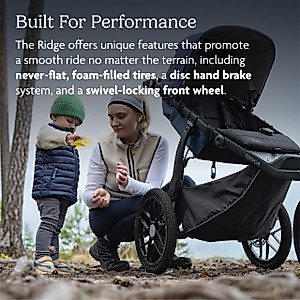 UPPAbaby Ridge Jogging Stroller/Durable Performance Jogger with Never-Flat Tires/Built for Walking, Running, Hiking/Water Bottle Holder and Basket Cover Included/Bryce (White/Carbon Frame)