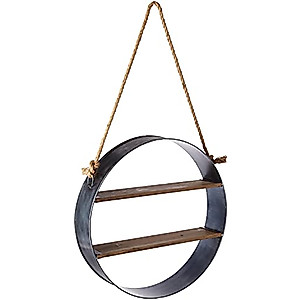 MCS 19 Inch Round Metal Wood Barrel Shelf (45888) Galvanized Steel, 19"