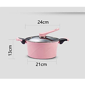 Stock Pot Korean Medical Stone Non Stick Soup Pot Double Ear Non Stick Pot Household Steamer Stew Pot Multipurpose Stock Pot -Pink