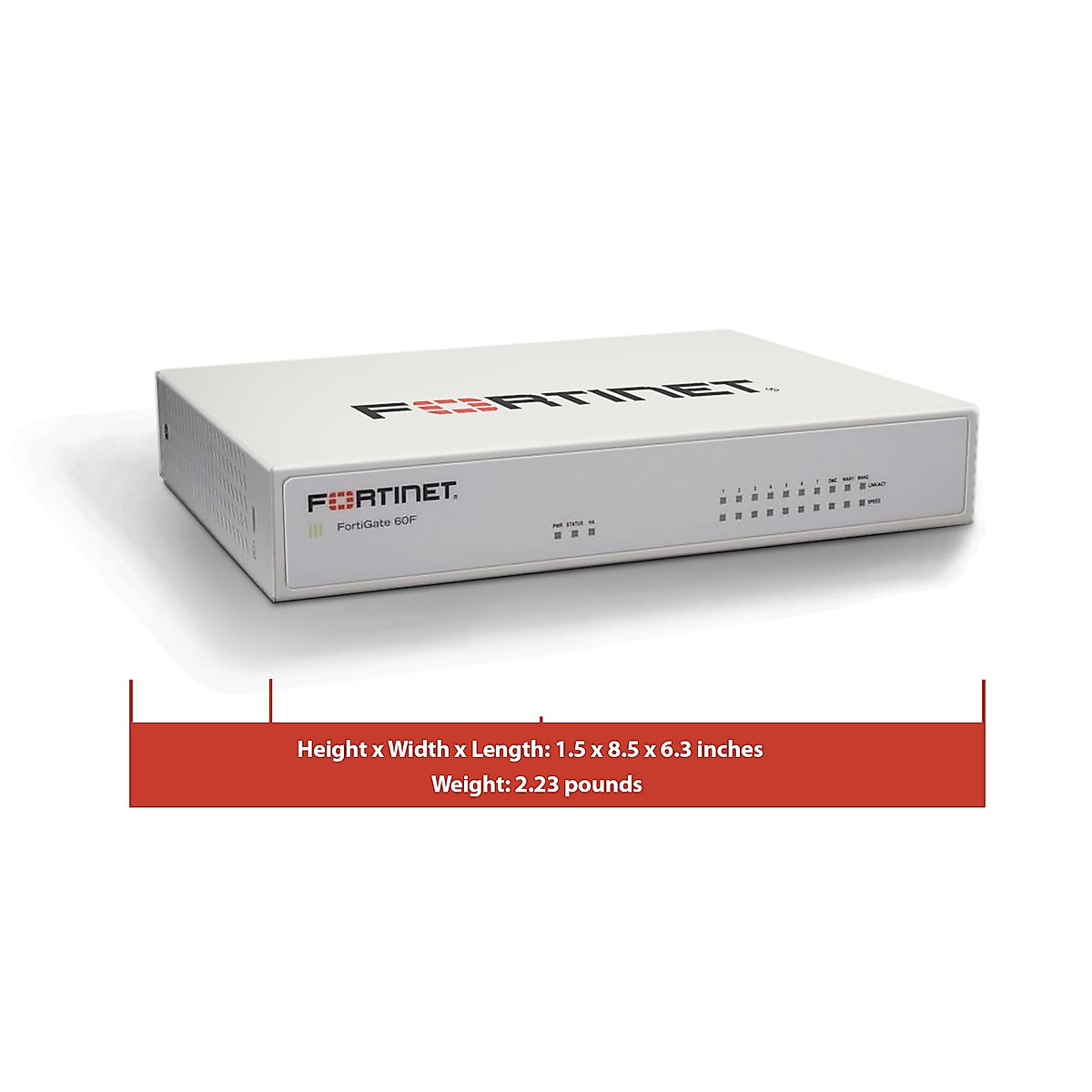 FortiGate-60F Firewall Appliance - 10 Gigabit Ethernet RJ45 Ports, Includes DMZ, WAN & Internal Ports (Appliance Only, No Subscription) (FG-60F)