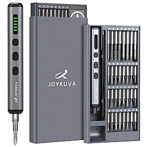JOYKUVA Mini Electric Screwdriver Rechargeable, 70 In 1 Cordless Screwdriver Set With 64 Magnetic Bits, 5 Torque Stgs Electric Precision Screwdriver Repair Tool Kit for Watches Phones RC Toys Laptops