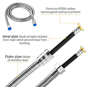 TUXBAWAY Shower Hose 59 inch, Flexible Stainless Steel Tube for Handheld Shower Heads, Bidet Hose Replacement for Handheld Toilet Sprayer