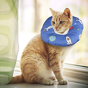 Cat Kitten Elizabeth Collar, Recovery Cone with Adjustable Soft Edge, Pet Headgear for -Bite Lick, Wound Healing Protection - Size M