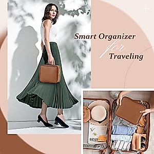 Adazzo Makeup Bag Set, Make up Bag Organzier for Women, Large 3Pcs Cosmetic Bag Sets for Travel, Makeup Artist, Nail Art, Toiletry Bags with 2 Makeup Pouch for Purse, Brown