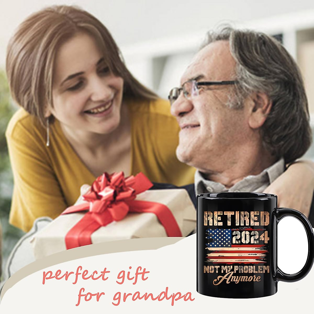 Quimom Retirement Gifts for Men, Retired 2024 Not My Problem Anymore Mug, Funny Farewell Gifts for Coworkers Dad Boss, Unique Retired Mug Gift Ideas,Happy Retirement Gifts 11oz, Gag Office Gifts