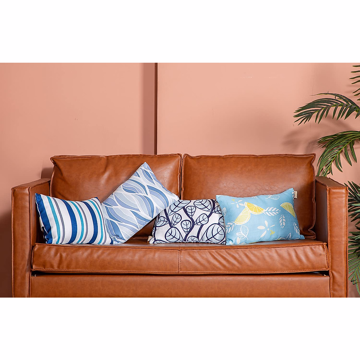 vmgreen Patio Lounge Head Support Pillow & Cushion,Small Waterproof Throw Pillow with Insert & Adjustable Elastic Stripe for Outdoor Furniture Recliner Chair, Sofa Lumbar,Neck Attachment,2Pack