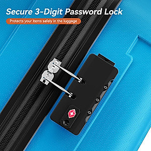 Strenforce 3-Piece (20/24/28)" Suitcase Set Spinner Wheels ABS Lightweight Luggage Sets with TSA Lock, lake blue