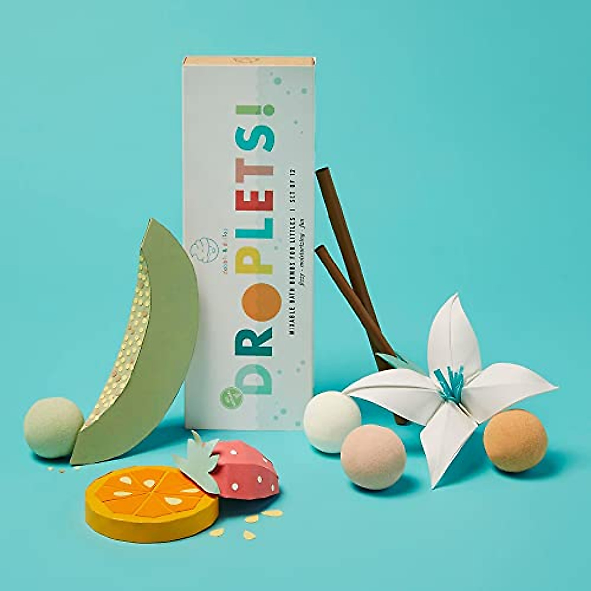 Dabble & Dollop Bath Bombs, 100% Natural Droplets for Kids, Original Scents - USA Made, Moisturizing & Fun Droplets, Paraben & Sulfate Free, Vegan, Gluten-Free (Set of 12)