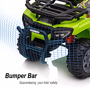 Hikiddo Kids ATV 4 Wheeler, 6V Ride-On Toy for Toddlers 1-3 Boys & Girls with Music, Forward & Reverse - Green