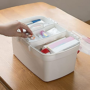 Menolana 2x Multi Purpose Medical First Aid Box Container Household Bin Portable Detachable Tray Storage Box Organizer for Sewing Office Car Hiking