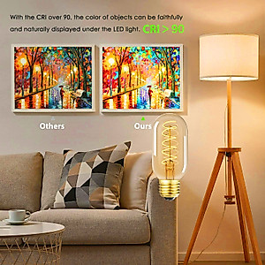 Vintage LED Spiral Filament Bulb T14, E26 Base, 4W Equivalent, 40W Warm White, 2200K, Dimmable, AC120V, 400LM, Amber Glass, Pack of 4