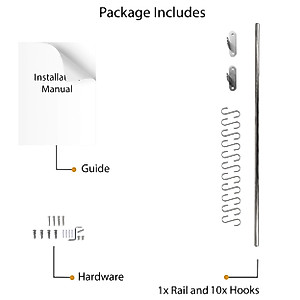 Wallniture Lyon 31.5" Wall Mount Kitchen Utensil Holder With 10 S Hooks For Hanging Pots and Pans Set