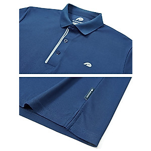 ALLZERO Men's Polo Shirt Quick Dry Long and Short Sleeve Activewear Shirts Performance Athletic Tennis Golf Collar Shirts DARKBLUE XL