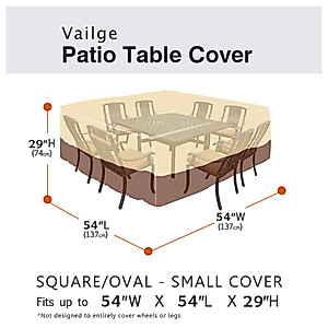 Vailge Waterproof Patio Furniture Set Cover, Lawn Patio Furniture Cover with Padded Handles, Patio/Outdoor Table Cover, Patio/Outdoor Dining Square Table Chairs Cover(Small,Beige & Brown)