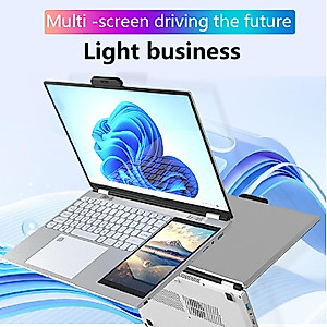 GOWENIC Double Screen Laptop for Win 11, 15.6 Inch IPS Screen Notebook with 7 Inch IPS Touch Screen, Laptop Computer with N5105 Quad Core 2.0GHz Processor (16GB+512GB US Plug)