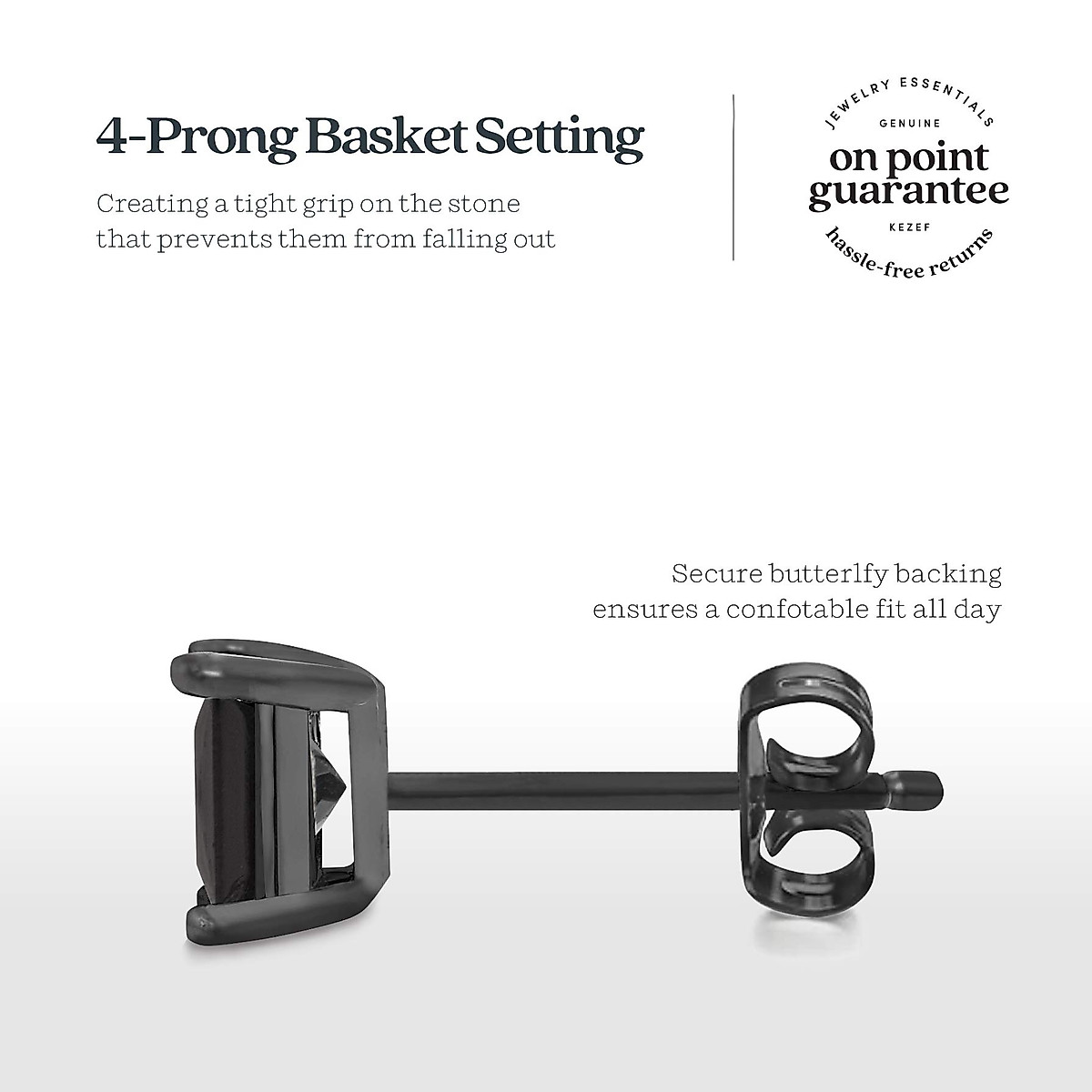 Black Rhodium over Sterling Silver Black CZ Square Princess Stud Earrings 7x7mm