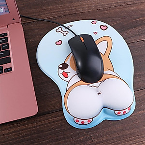 Vctitil Ergonomic Mouse Pad with Wrist Support, Mouse Pad with Wrist Rest for Gaming Working, Gel Mouse Pads with Non-Slip Pu Base(Blue)