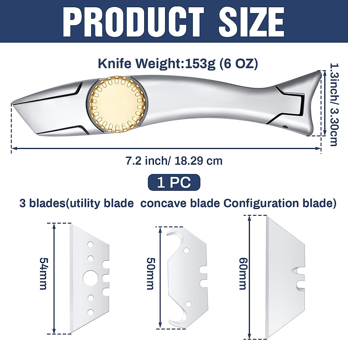 WILLBOND 1 Set Heavy Duty Shark Knife with Utility Knife Blades Replacement Roofing Tools Carpet Knife Blade Cutter for Indoor Outdoor