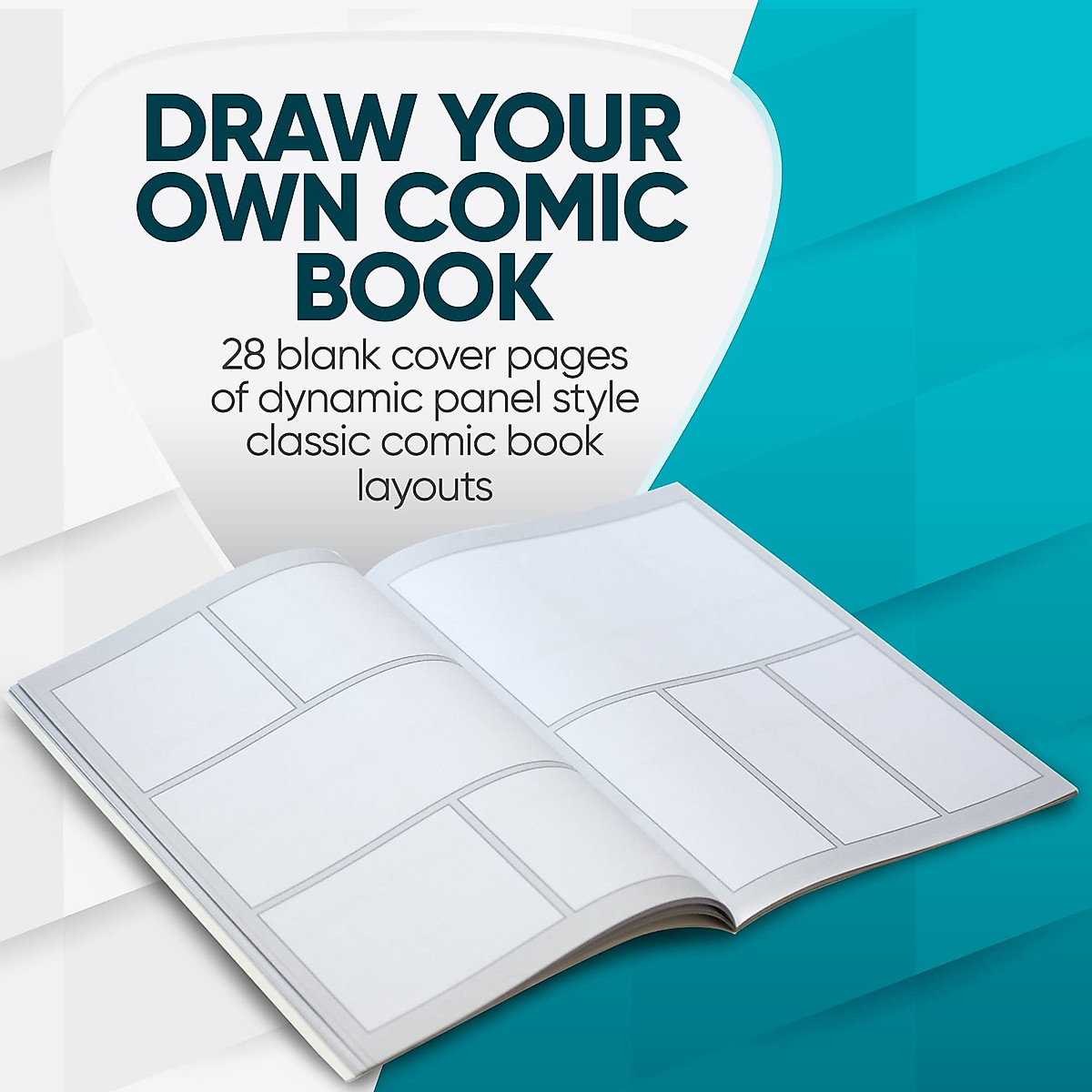 Koala Tools - Blank Comic Book, Draw-It-Yourself Comic Sketch Book with Dynamic Panels, 6.6 x 10 Inches, 28 Pages, Pack of 3