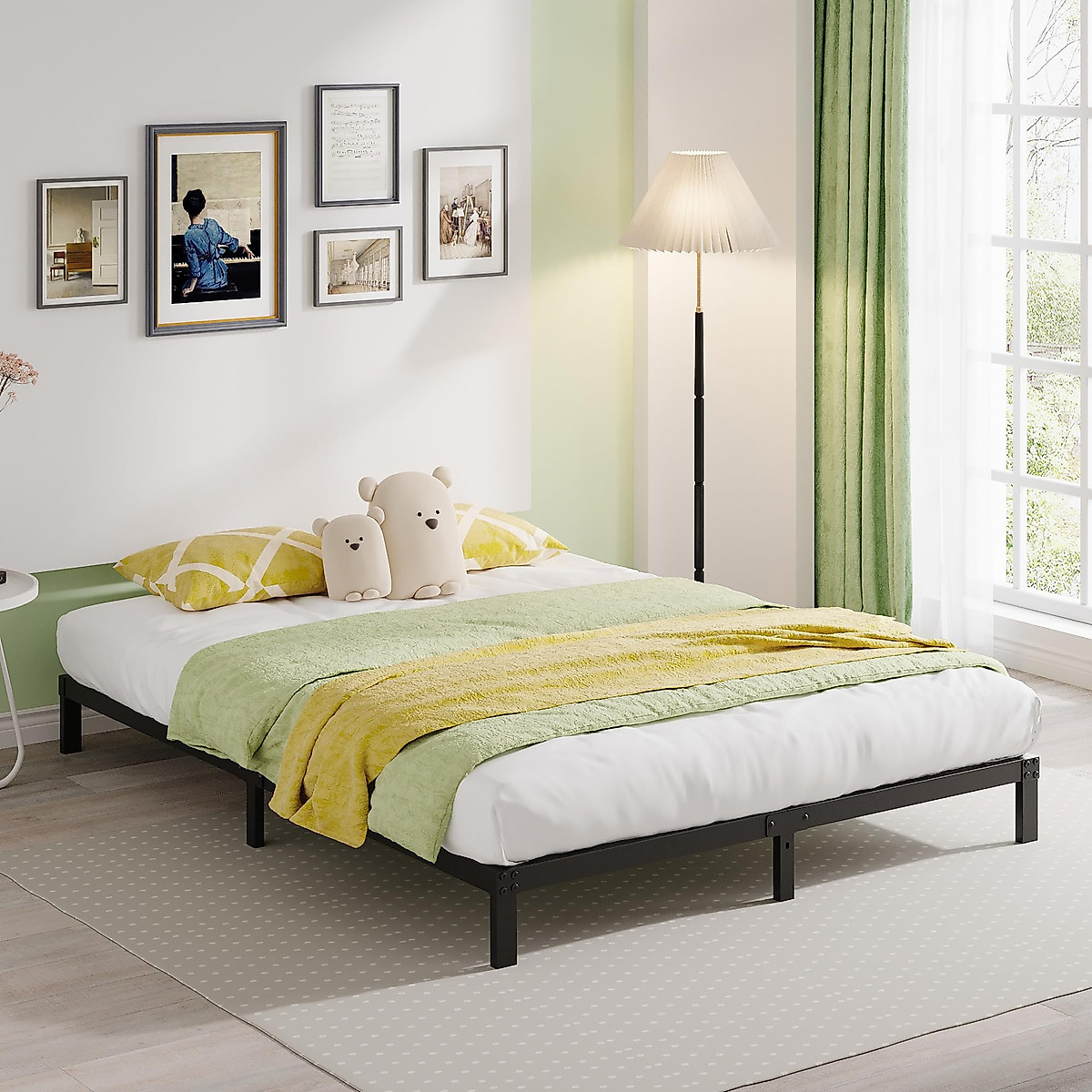 EMODA 6 Inch Full Size Bed Frame Heavy Duty Metal Platform No Box Spring Needed, Easy Assembly Noise Free, Black