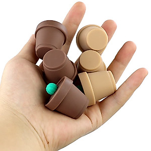 YHSWE Silicone Wax Container Non-stick Food Grade Dark Brown/Light Brown Cactus Shape 7ml Box,Suitable for Storage of Beeswax and Skin Care Products,Convenient to Carry When Traveling(6Pcs)