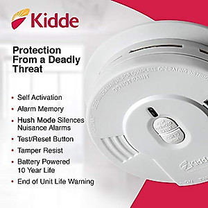 Kidde Smoke Detector, 10-Year Battery, LED Indicators, Replacement Alert, Test-Reset Button, 36 Pack