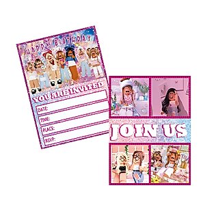 DB11 20pcs Sandbox Game Birthday Party Invitations Sandbox Game Party Decoration Invitation Cards with 20 Envelope Boys and Girls Baby Shower