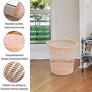 3 Pcs Plastic Mesh Waste Basket,4 Gallon Round Garbage Trash Can Light Wastebasket for Office Home Bedroom Bathroom Kitchen Dorm Room (Khaki)