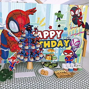 Miles Morales 3 Tier Cardboard Cupcake Stand Spider Hero Treat Stand Cupcake Holder Spidey Themed Party Decorations Supplies for Kids Fans Birthday Party