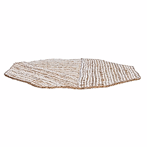 Bloomingville 15 Inches Cotton and Jute Embroidered Octagon Shaped, Natural and White Placemat