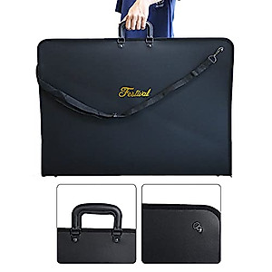 Sports Festival Art Portfolio Case Poster Board Storage Bag with Shoulder Strap 28 x 20.5 Inches Large Print Case for Sketch Drawing, Black