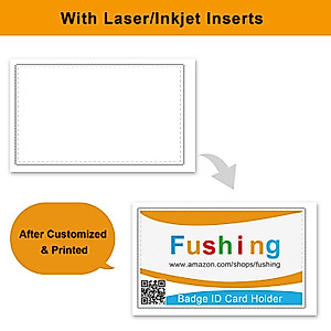 Fushing 50PCS Pin Style Combi Clip Horizontal Name Badge Holders with Inserts Fit The Avery 5390 Name Badge Inserts or 2-1/4 inch x 3-1/2 inch Cards