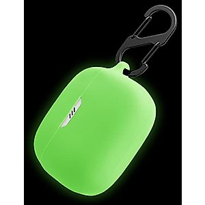 Geiomoo Silicone Case Compatible with JBL Tune 130NC TWS, Protective Cover with Carabiner (Luminous Green)