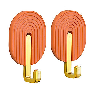 2pcs ABS High Bearing Capacity Towel Hook, Self Adhesive Hooks, Strong Adhesion Wall Hooks for Bathroom Kitchen (Orange)