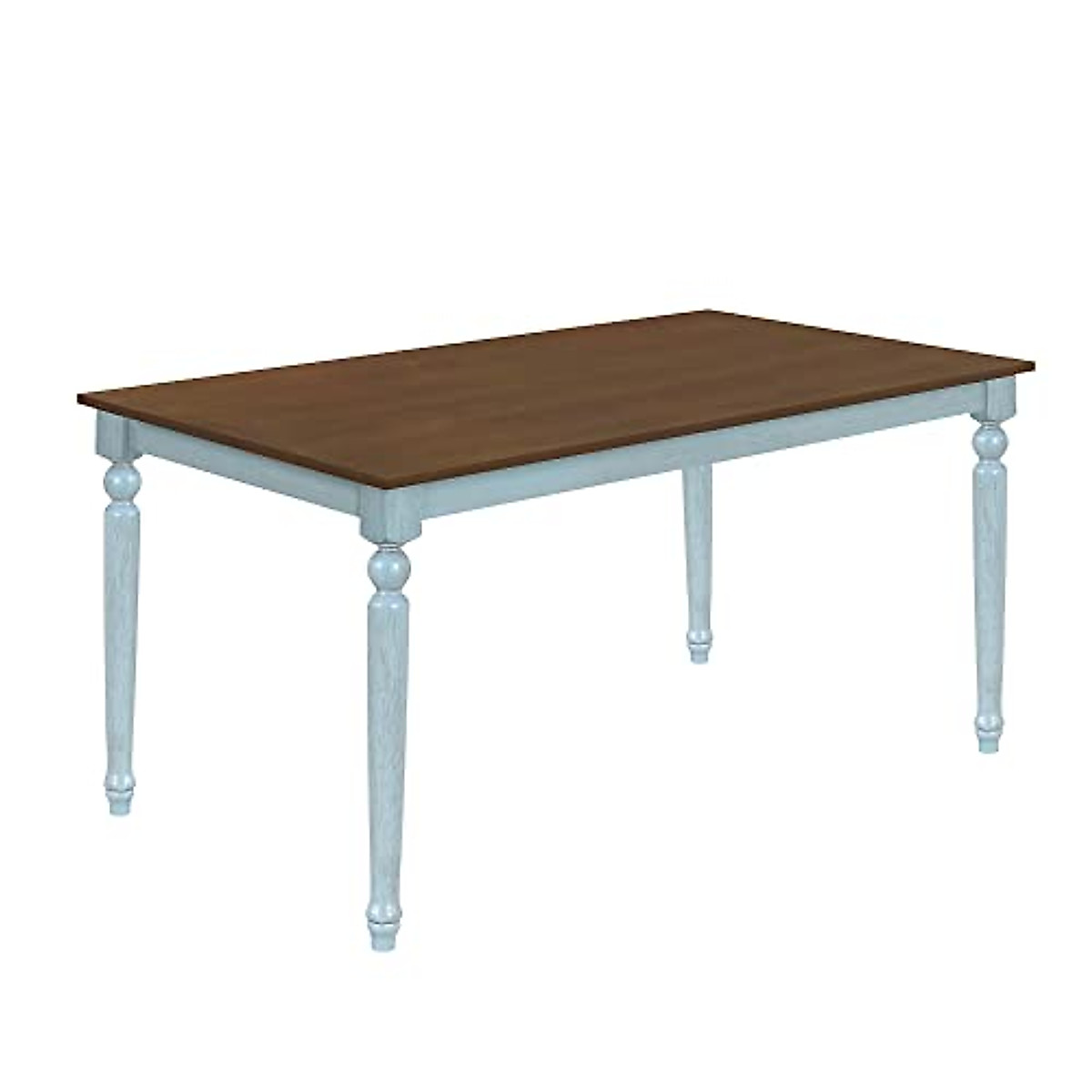 Merax Dining Table Sets, 6 Piece Dining Table Set with Bench, Wooden Kitchen Table Set with 4 Padded Dining Chairs, Home Furniture Dining Set, Walnut+Blue