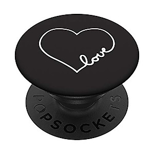 White Heart Love Black PopSockets Swappable PopGrip