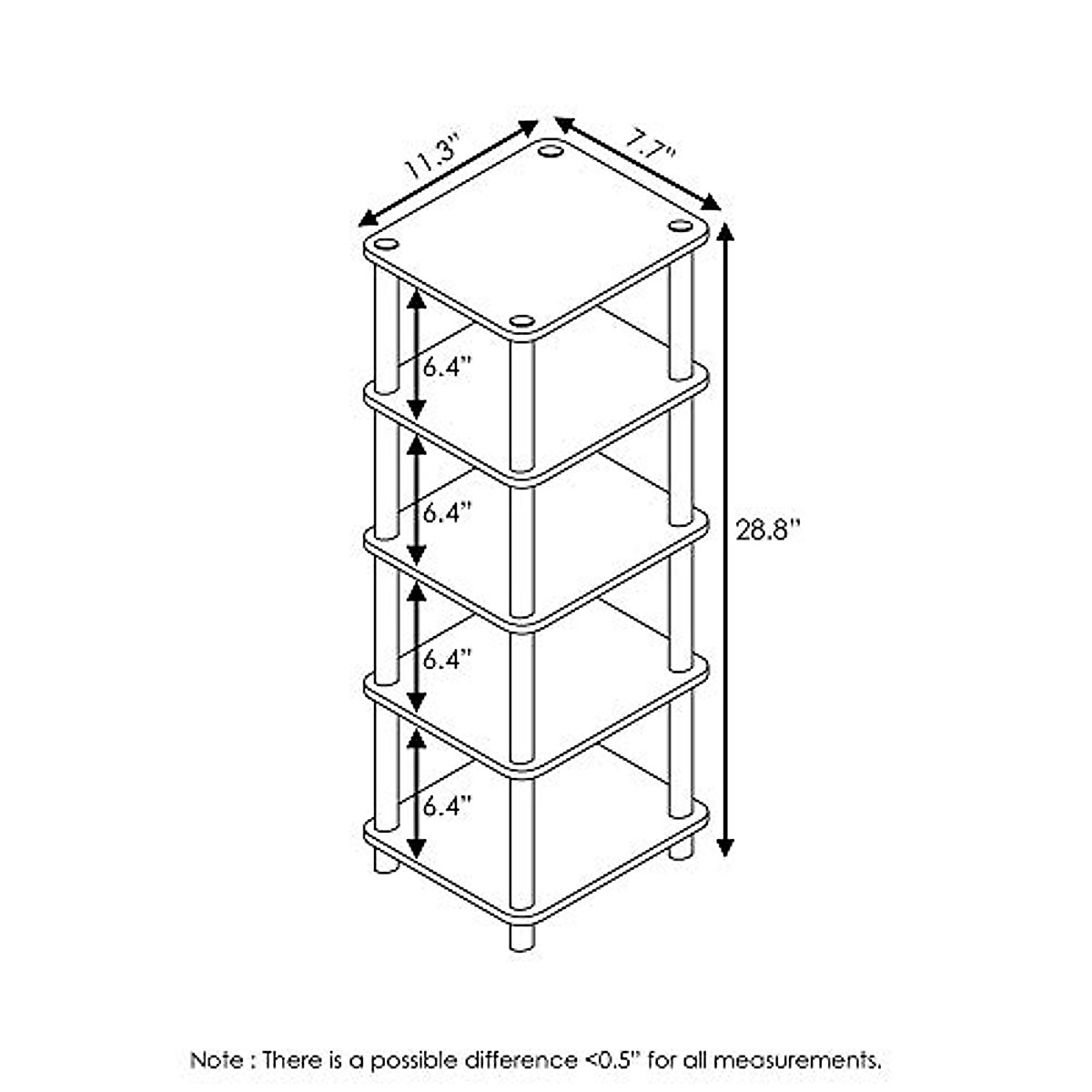 FURINNO Turn-N-Tube LACi 4-Bins System Rack, French Oak Grey/Black
