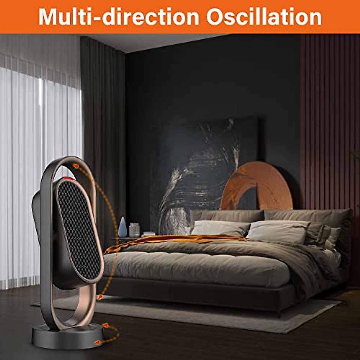 Fit Choice 1500W Oscillating Space Heater for Indoor Use, Fast Heating Within 2s with PTC Heating Tech, 3 Timers & 3 Heating Temperature with Remote Control for Office and Home