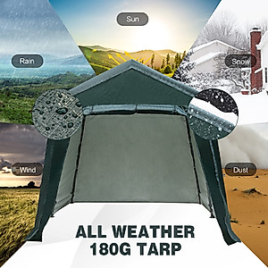 ERGOMASTER 8 Ft x 14 Ft Outdoor Carport Patio Storage Shelter Metal Frame and Waterproof Ripstop Cover for Motorcycle and ATV Car