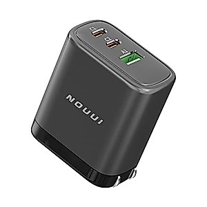 NOUUI USB C Charger 65W PD 3.0 Dual USB C Wall Charger Portable Foldable Adapter with 3-Port iPhone Charger USB C Block Plug Compatible with iPhone 13/13 Pro/12/12 Pro Max/MacBook/iPad Pro/Galaxy