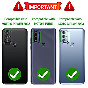Joytra for Moto G Play 2023 Case, Moto G Pure Phone Case/Moto G Power 2022 Case with 1P Tempered Glass Screen Protector,Protective Phone Case with Magnetic Ring Kickstand for Motorola G Play, Black