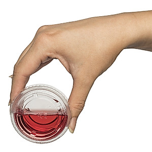 DuraHome Plastic Portion Cups with Lids 2 oz. Pack of 150 Leakproof Jello Shot Cup Mini Containers for Salad Dressing Sauce Condiment Snack Souffle and Salsa, Disposable