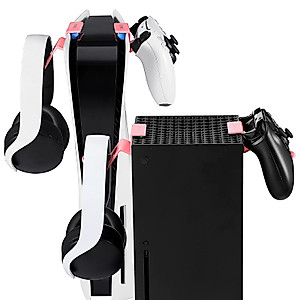 ZENACCE Game Controller Holder Compatible with PS5 and Xbox Series X, Controller Stand Mount for Playstation 5 DualSense and Xbox Series X Controllers, No Screws & No Adhesive Tape - PINK-4Pcs