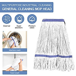 4 Pieces Mop Head Replacement Heavy Duty Commercial Mop Heads Wet Industrial String Cotton mop Cotton Looped End String Head Refill