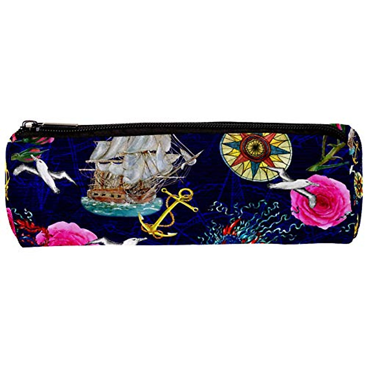 Watercolor Dragon Roses Blue Pattern Pencil Bag Pen Case Stationary Case Pencil Pouch Desk Organizer Makeup Cosmetic Bag for School Office