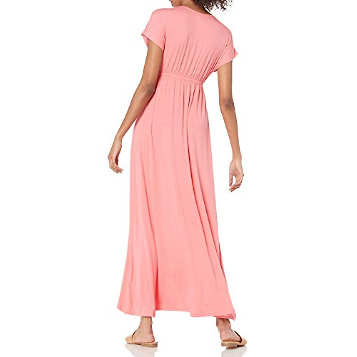 Amazon Essentials Women's Waisted Maxi Dress (Available in Plus Size), Peach, X-Large