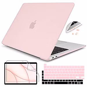 Teryeefi Case Cover for MacBook Pro 13 Inch 2022 2021 2020 2019 2018 2017 2016 Release A2338 M2 M1 A2289 A2251 A2159 A1989 A1706, Frosted Hard Shell +Keyboard Cover Skin + Screen Protector, Chalk Pink